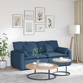 vidaXL Modulares Sofa mit Kissen Blau Vidaxl