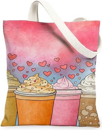 Generic Sacs fourre-tout en toile pour tasse &agrave; caf&eacute;, motif boisson color&eacute;e, sacs d&eacute;picerie, sacs d&eacute;picerie r&eacute;utilisables, l&eacute;gers et lavables, p&ecirc;che, 13x15 Inc