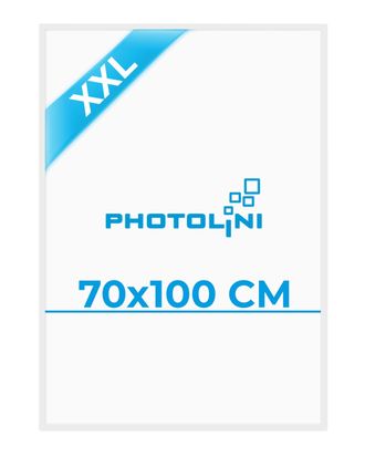Photolini Bilderrahmen 70x100 Wei&szlig;, gro&szlig;er Bilderrahmen 70x100 Holz MDF, Poster Rahmen 100x70 XXL mit bruchsicherem Acrylglas zum Aufh&auml;ngen & Zubeh&ouml;r - Picture 