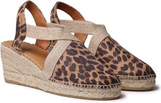 Toni Pons TOSSA Espadrilles compensées pour femme en cuir., Multicolore/Imprimé léopard, 35 EU
