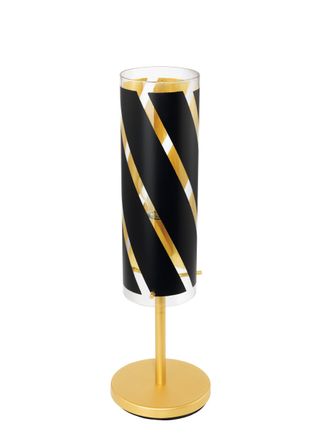 Eglo Tischlampe Pinto Nero 1, 1 flammige Tischleuchte, Nachttischlampe aus Stahl, Farbe: Goldfarben, Glas: Schwarz, gold, Fassung: E27, inkl. Schalter