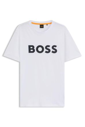 BOSS Herren Thinking 1 T-Shirt aus Baumwoll-Jersey mit gro&szlig;em Logo-Print Wei&szlig; XXXL