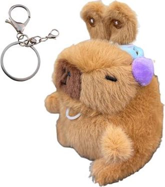 Generic Plush Bag Charm | Interactive Capybara Keyring With Movable Ears,Stuffed Animals Bag Keychain - for Men Women Boys Girls Youth Teens Husband Son Daugh