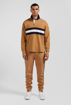 Eden Park Maillot Manches Longues En Coton Camel Brod&eacute; Coupe Relaxed