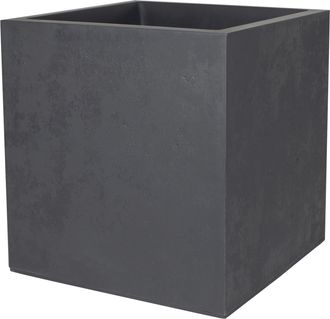 Eda Quadratischer Topf, 50 cm, Basalt, 57 l, Dekor, Beton-Imitation, doppelwandig, Wasserspeicherbereich, 49,5 x 49,5 x 49,5 x 49,5 cm, Anthrazitgrau