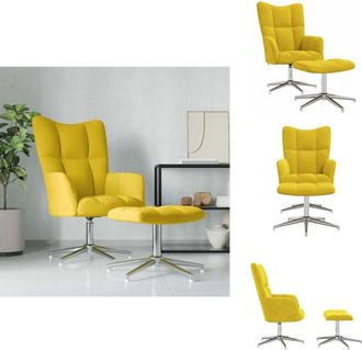 vidaXL Relaxsessel mit Hocker Senfgelb Samt - Sessel - Relaxsessel - Samt Sessel - Wohnzimmersessel - Bequemlichkeit