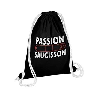 Fabulous Sac de Gym en Coton Noir Passion Saucisson Charcuterie France Ap&eacute;ro 12 Litres