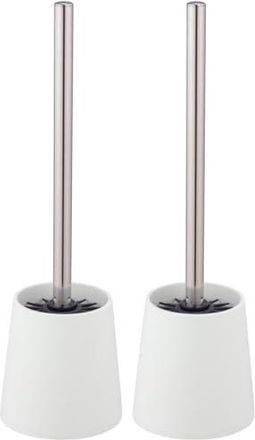 WENKO WC-Garnitur Mod Sortino freistehende Toilettenb&uuml;rste Silikon selbstreinigend mit Edelstahl-Stiel austauschbarer schwarzer B&uuml;rstenkopf &Oslash; 7.5 cm Ma&szlig;e &Oslash; 