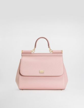 Dolce & Gabbana Sicily Large Handbag In Dauphine Calfskin - Frau Handtaschen Pink Onesize