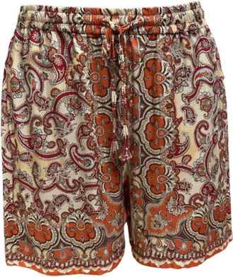 Maliparmi Maliparmi, Femme, Shorts, Multicolore, Taille: 44 FR Shorts en Fantasia Beige et Arancio en Raso