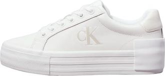 Calvin Klein Baskets Vulcanis&eacute;es Femme Flatform Low en Cuir, Blanc (Bright White/Creamy White), 41