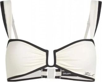 Karl Lagerfeld Femme, Maillots de bain, Beige, Taille: 40 FR Signature Bandeau Bikini Top