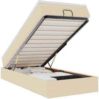 vidaXL Ottoman-Bett mit Matratze Creme 90x200 cm Stoff vidaXL