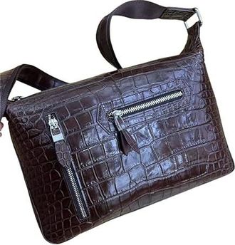 Generic Sac cabas pour femme en cuir de crocodile authentique, sacoche souple pour homme, sac bandouli&egrave;re en cuir dalligator v&eacute;ritable, sac &agrave; bandouli&egrave;re simp