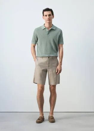 Mango Bermuda slim-fit 100 % lin marron moyen - Homme - 38 - MANGO MAN