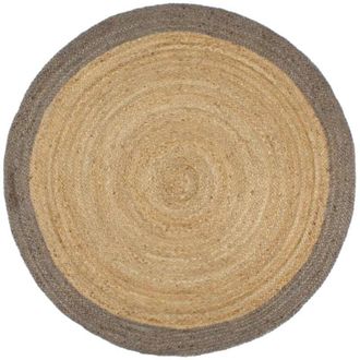 vidaXL Teppich Handgefertigt Jute mit Grauem Rand 240 cm Vidaxl