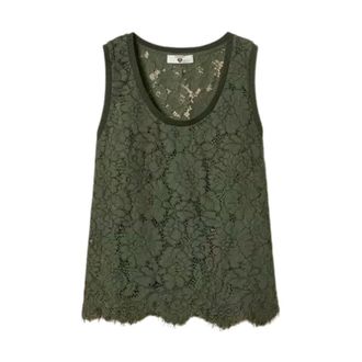 Twinset Femme, Tops, Vert, Taille: 38 FR Haut en dentelle r&eacute;brod&eacute;e