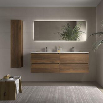 Cygnus Bath Meuble de salle de bain BEQUIA 160cm Noyer Vasque Solid Surface