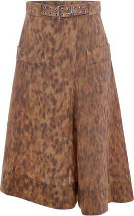 Ganni Femme, Jupes, Jaune, Taille: 38 FR Jupe Asym&eacute;trique Ceintur&eacute;e en Coton Stretch Imprim&eacute;