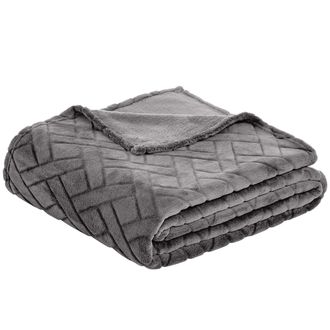 Amazon Basics Fleece-&Uuml;berwurf Kuscheldecke, gepr&auml;gt - Grau, 150 x 200 cm