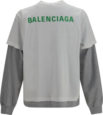 Balenciaga Double-Sleeve Cotton T-Shirt - White
