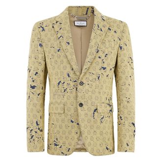 Philipp Plein Destroyed Denim Jacquard Blazer Monogram - - Jackets - Herren - Beige - L
