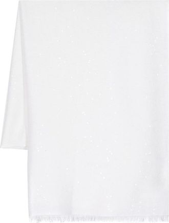 Brunello Cucinelli Sequin-embellished Frayed-hem Scarf