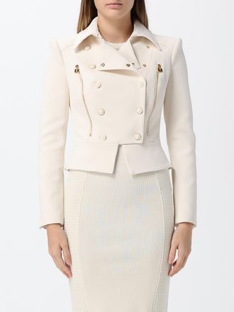 Elisabetta Franchi Blouson biker court en cr&ecirc;pe &agrave; design crois&eacute;