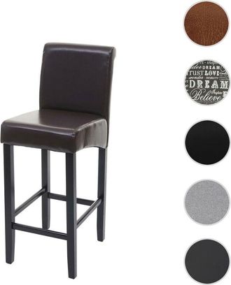 Mendler Tabouret de bar HWC-C33, tabouret de bar tabouret de comptoir, bois simli daim, pieds fonc&eacute;s, tissu/textile