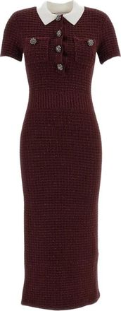 Self Portrait Feinstrick-Midikleid - - Dresses - Damen - Rot - L
