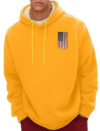 Generic Sweat à capuche en peluche pour homme - Printemps et automne hiver - Imprimé en 2D - Drapeau national rétro décontracté - Mode décontractée - En velou
