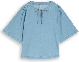 Tom Tailor Kurzarmbluse Blusen & Shirts Jeansbluse mit Schleifen-Detail