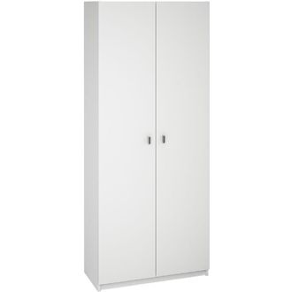 PEGANE Pegane - Armoire blanche 180 cm de hauteur - 75 cm de longueur - 35.6 cm de profondeur - 2 portes avec &eacute;tag&egrave;res int&eacute;rieures - Panneaux m&eacute;lamin&eacute;s
