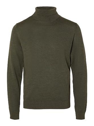 Selected Pull en Laine m&eacute;rinos Coolmax Roll B Noos pour Homme, Motif Forest Night/d&eacute;tails : m&eacute;lang&eacute;, Taille XL, Nuit de for&ecirc;t/d&eacute;tail : m&eacute;lang&eacute;., XL