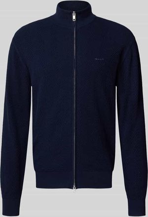 GANT Regular Fit Strickjacke aus Baumwoll-Woll-Mix Modell HERRINGBONE TEXTURE ZIP