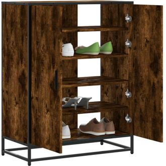 vidaXL Vidaxl - Meuble &agrave; chaussures ch&ecirc;ne fum&eacute; bois ding&eacute;nierie et m&eacute;tal