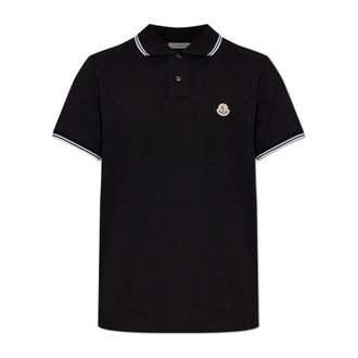 Moncler Homme, Tops, Noir, Taille: 2XL Polo avec &Eacute;cusson Logo