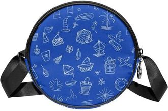 Generic Circle Sac &agrave; bandouli&egrave;re pour femme, petit sac &agrave; bandouli&egrave;re d&eacute;t&eacute; avec fermeture &eacute;clair, bretelles r&eacute;glables, sac &agrave; main rond d&eacute;contract&eacute; pour femmes 