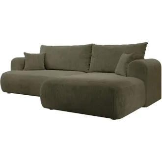 Selsey Selsey Ovo Cord - Ecksofa Schlaffunktion, Bettkasten, Cordstoff, rechts, Olivgr&uuml;n