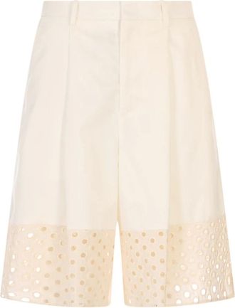 Marni Femme, Shorts, Blanc, Taille: 36 FR Short Gabardine Broderie Anglaise