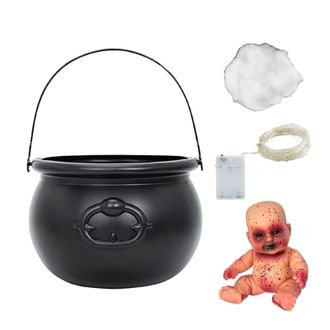 Generic Hexenkessel Nebelsch&ouml;pfer - Halloween Black Pots, Hexenkessel T&ouml;pfe | Gruselige Atmosph&auml;re Dekoration mit LED-Lichtern Dekorationswerkzeug