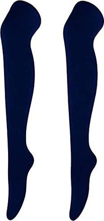 Generic Chaussettes extra longues en coton au-dessus du genou pour homme, bleu marine, Taille unique