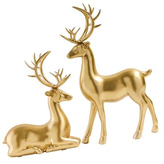 Cabilock 2 St&uuml;cke Weihnachtselch Figuren aus Harz Tischdekoration f&uuml;r Weihnachten Vielseitige Elch Ornamente als Foto Requisit f&uuml;r Zuhause und B&uuml;ro
