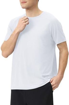 Generic T-shirt &agrave; col rond pour homme, l&eacute;ger et confortable, &agrave; manches courtes, couleur unie, s&eacute;chage rapide, respirant, extensible, d&eacute;contract&eacute;, haut de spor