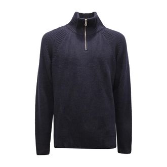 Brooksfield Navy Wollmischung Half Zip Pullover - - Knitwear - Herren - Blau - 2XL