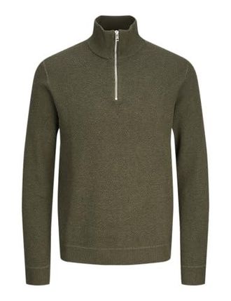 Jack & Jones Jprbluchrister Tricot Demi-Fermeture &eacute;clair Pull, Olive Night/d&eacute;tail : m&eacute;lang&eacute;, M Homme