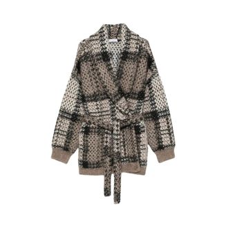 Brunello Cucinelli Mmt571716 Karierter Pailletten-Cardigan - - Knitwear - Damen - Braun - L