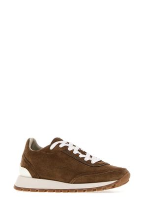 Brunello Cucinelli Womens Brown Suede Sneakers Caramello