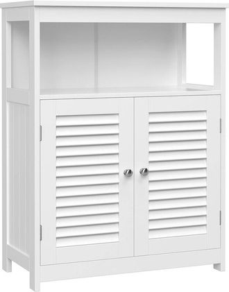 Vasagle Vasagle - Meuble Salle de Bain, 60 x 30 x 80 cm, avec Compartiment Ouvert, &Eacute;tag&egrave;re de Rangement avec 2 Portes, Blanc