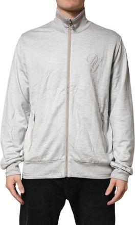 Dolce & Gabbana Mens Cotton-Blend Zipped Cardigan Gray Clothing